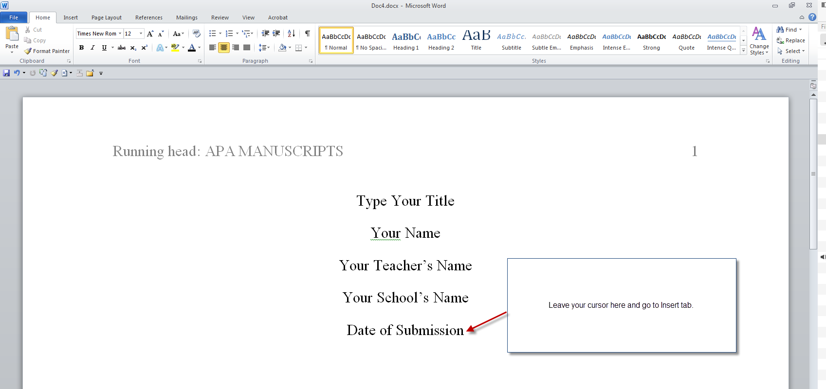 cover sheet apa format